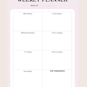 Cute Weekly Planner Printable, Cute Weekly A4 Planner Digital Template ...