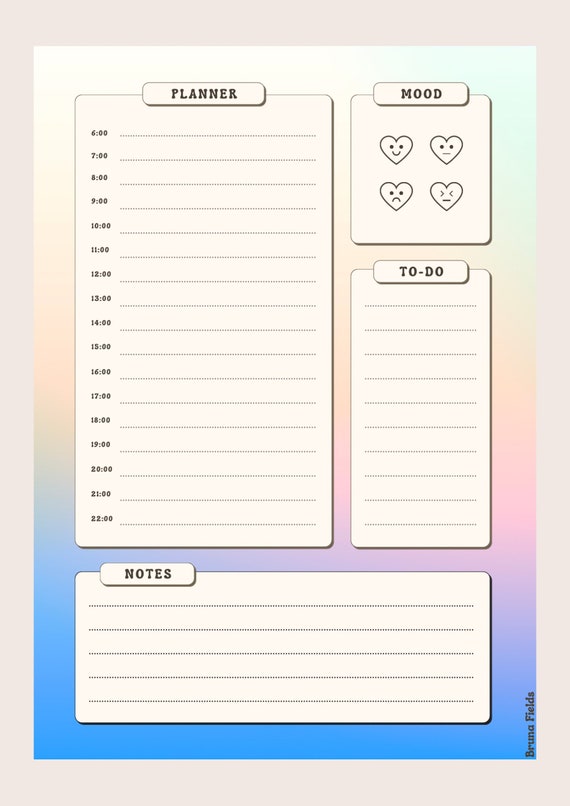 Cute One Day Planner One Page Planner Daily Planner A4 Day - Etsy