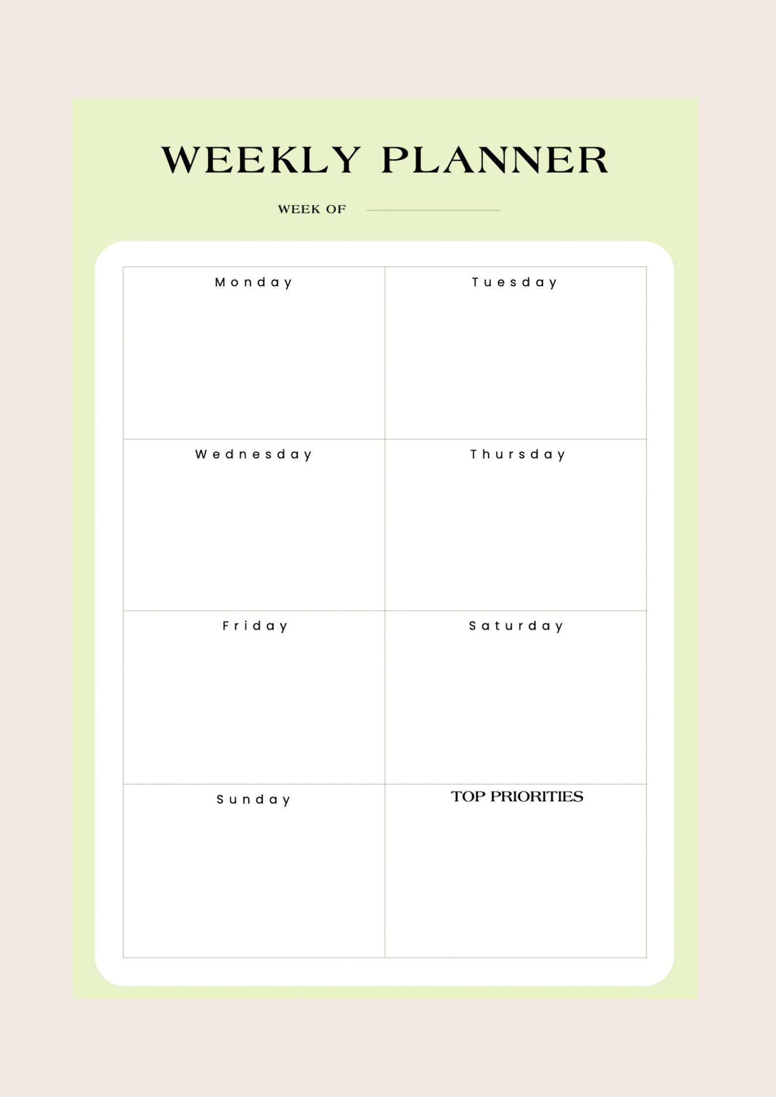 Cute Weekly Planner Printable, Cute Weekly A4 Planner Digital Template ...