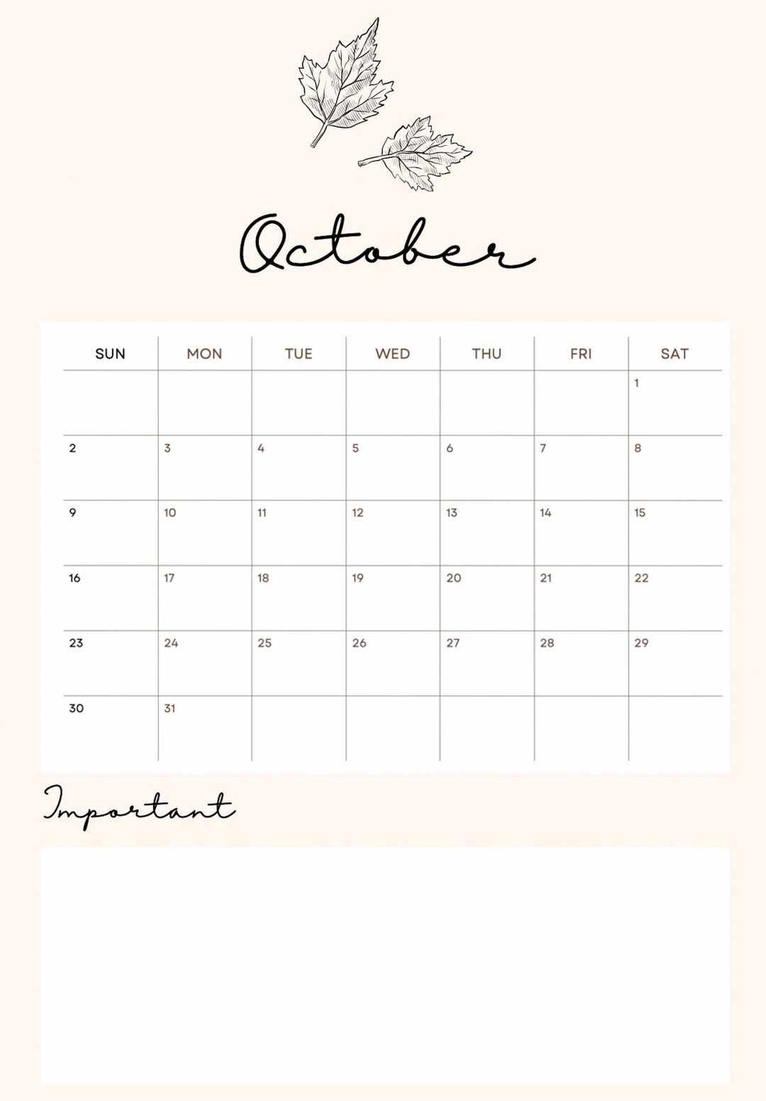 October 2022 Calendar, Beautiful Fall, Autumn Vibes, Printable Editable ...