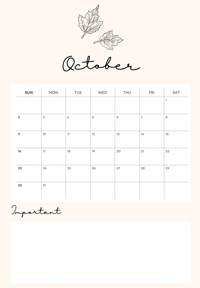 October 2022 Calendar, Beautiful Fall, Autumn Vibes, Printable Editable ...