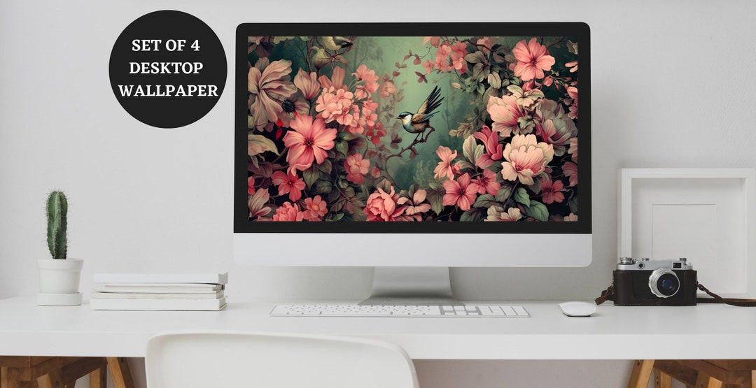 Set of 4 Floral Desktop Wallpaper / Abstract Minimalist Computer / PC ...