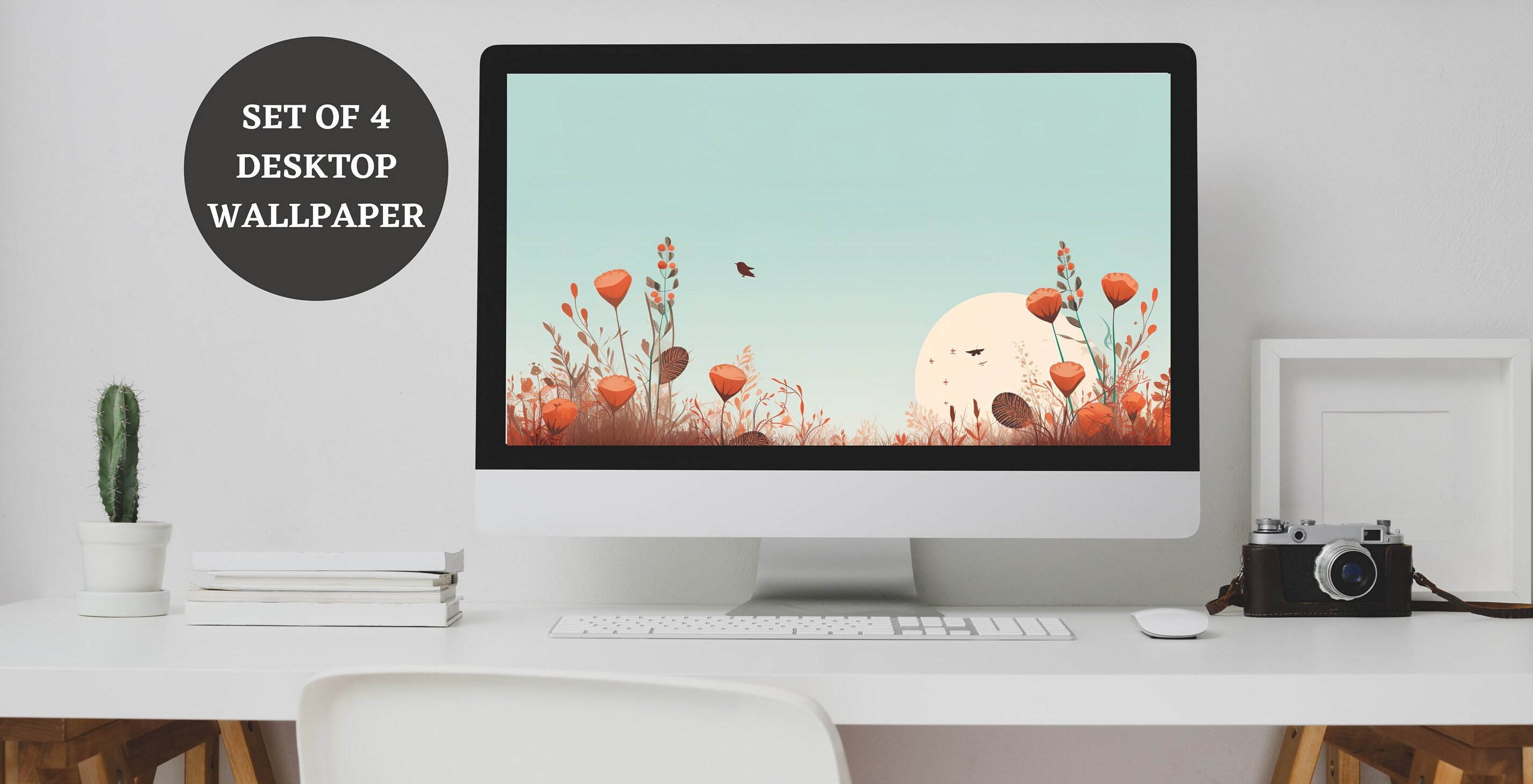 Set of 4 Boho Desktop Wallpaper / Abstract Minimalist Computer / PC ...