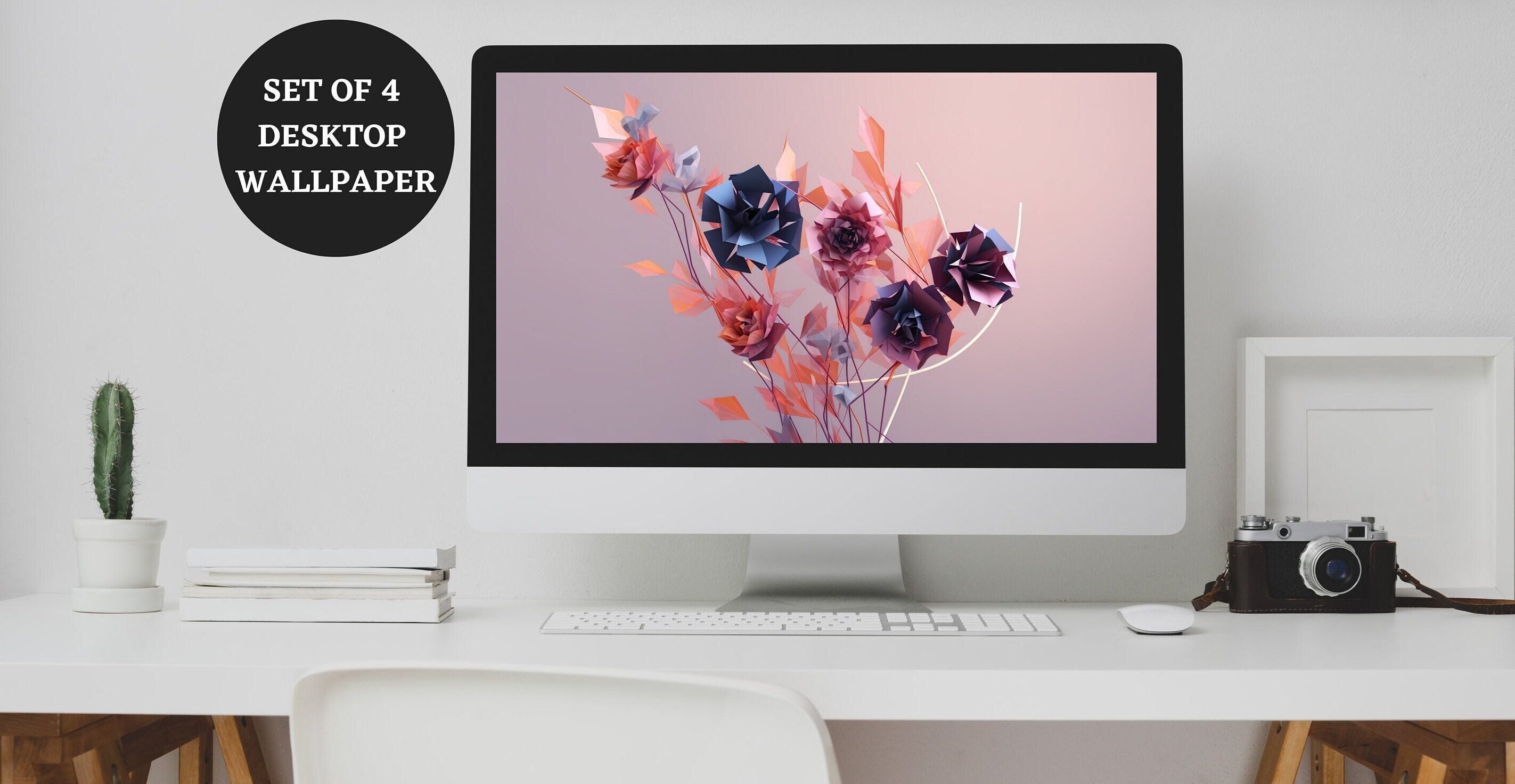 Set of 4 Polygon Desktop Wallpaper / Abstract Minimalist Computer / PC ...