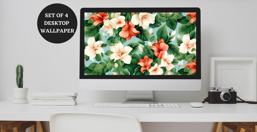 Set of 4 Floral Desktop Wallpaper / Abstract Minimalist Computer / PC ...