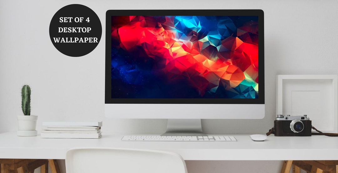 Set of 4 Polygon Desktop Wallpaper / Abstract Minimalist Computer / PC ...