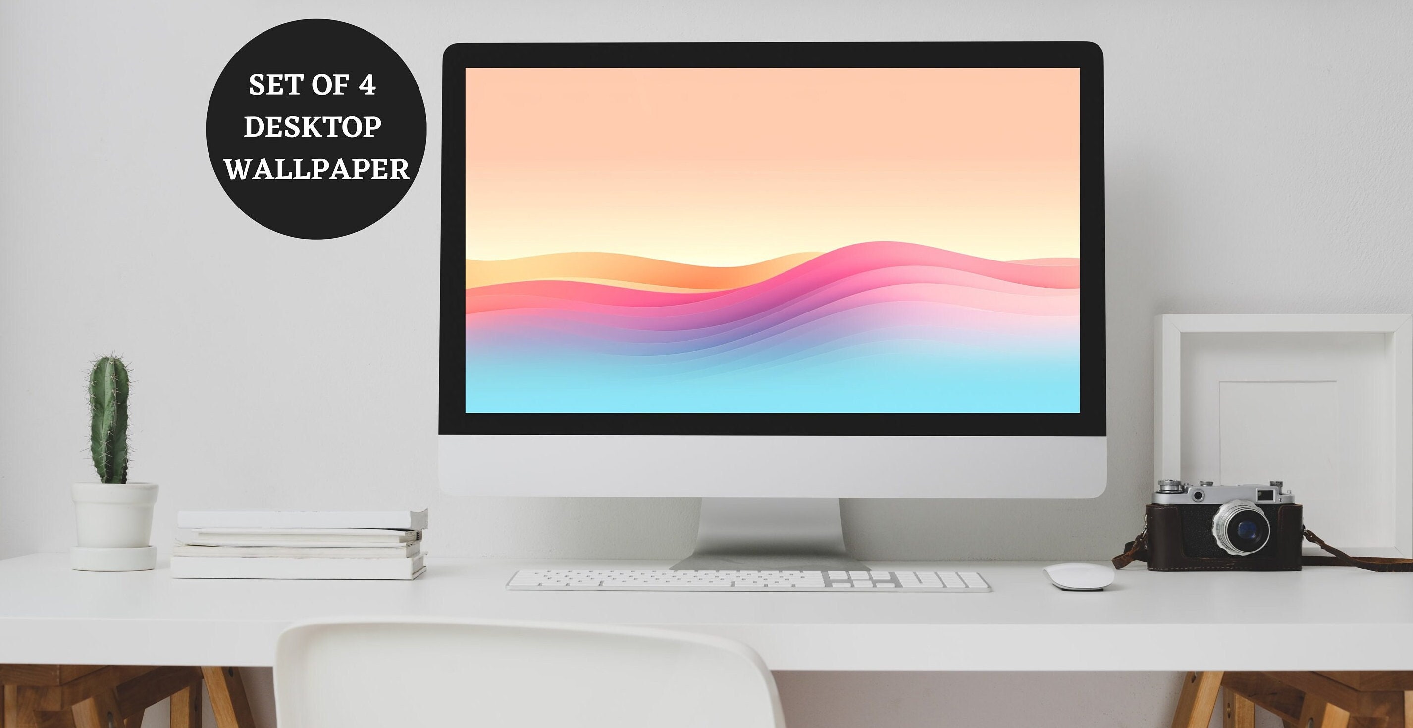 Set of 4 Pastel Desktop Wallpaper / Abstract Minimalist Computer / PC ...