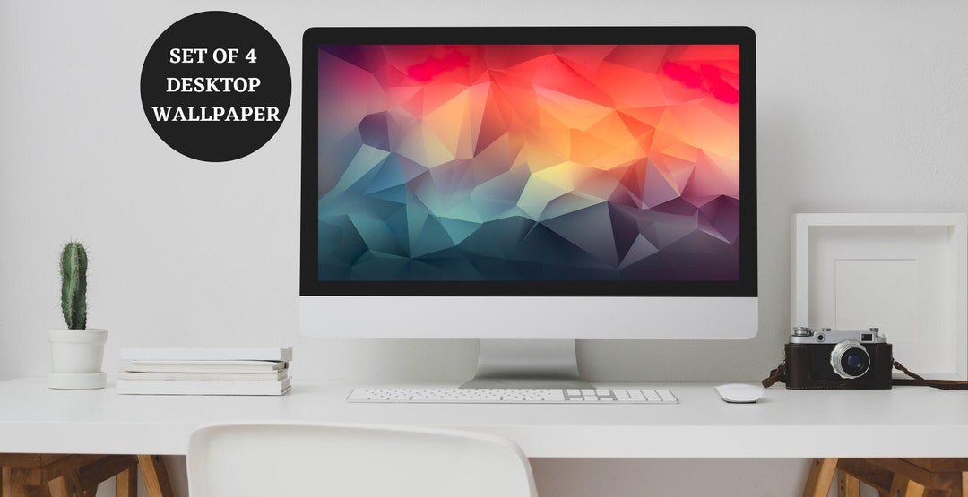 Set of 4 Polygon Desktop Wallpaper / Abstract Minimalist Computer / PC ...