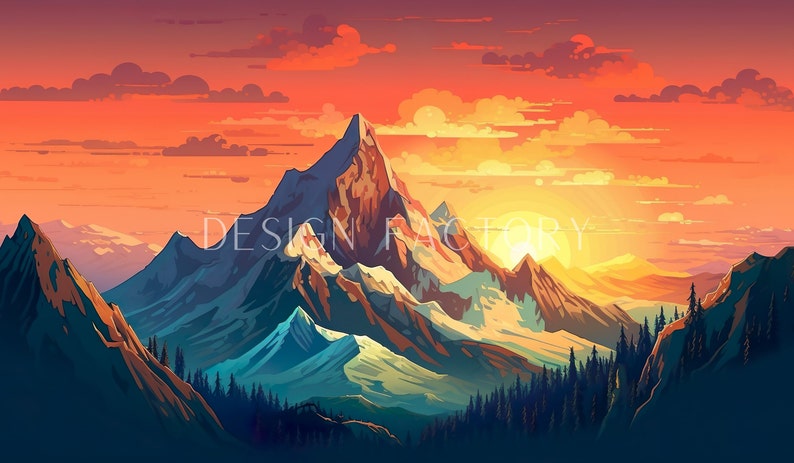Set of 4 Mountain Desktop Wallpaper / Abstract Minimalist Computer / PC ...
