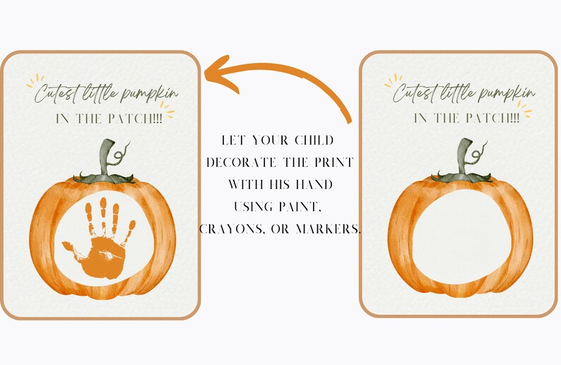 Pumpkin Handprint Art Printable, Cutest Little Pumpkin Handprint Art ...