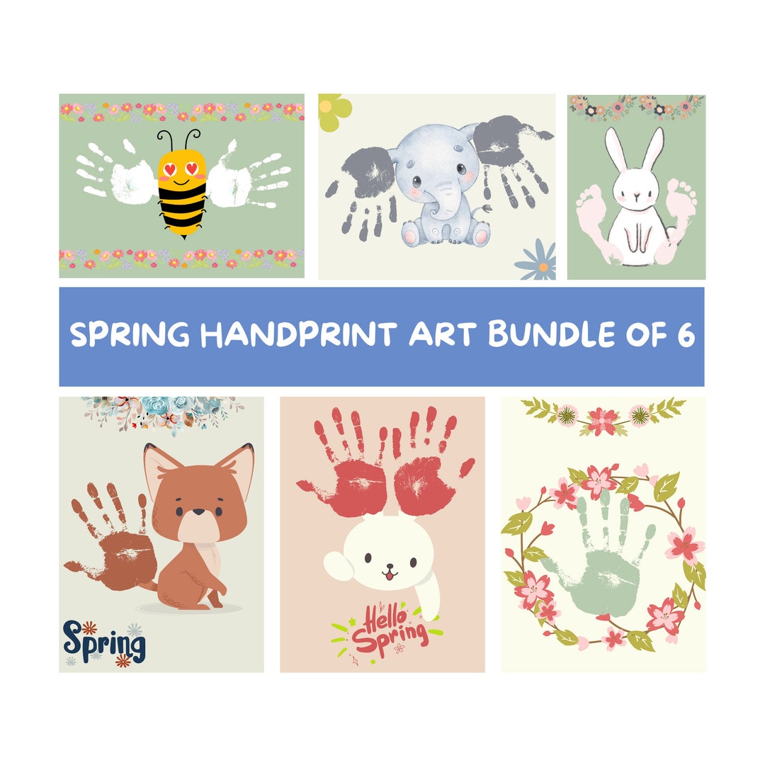 Spring Handprint Art Bundle - Spring Crafts for Kids - DIY Keepsake ...