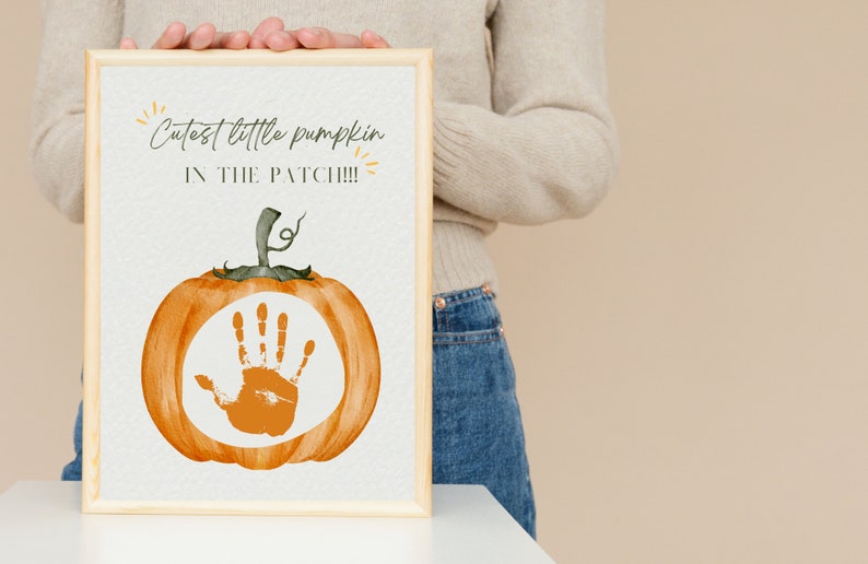 Pumpkin Handprint Art Printable, Cutest Little Pumpkin Handprint Art ...
