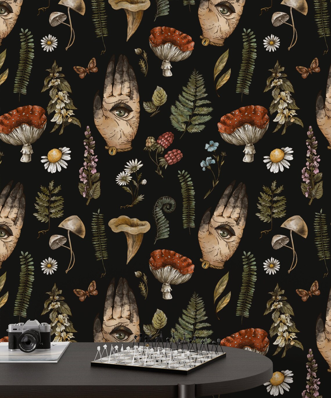 Dark Botanical Wallpaper Botanical Wallpaper Hamsa - Etsy