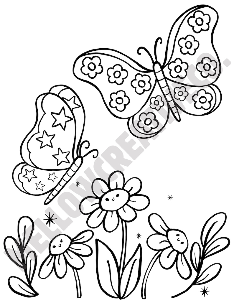 Whimsical Nature Coloring Pages, Printable Digital Download ...