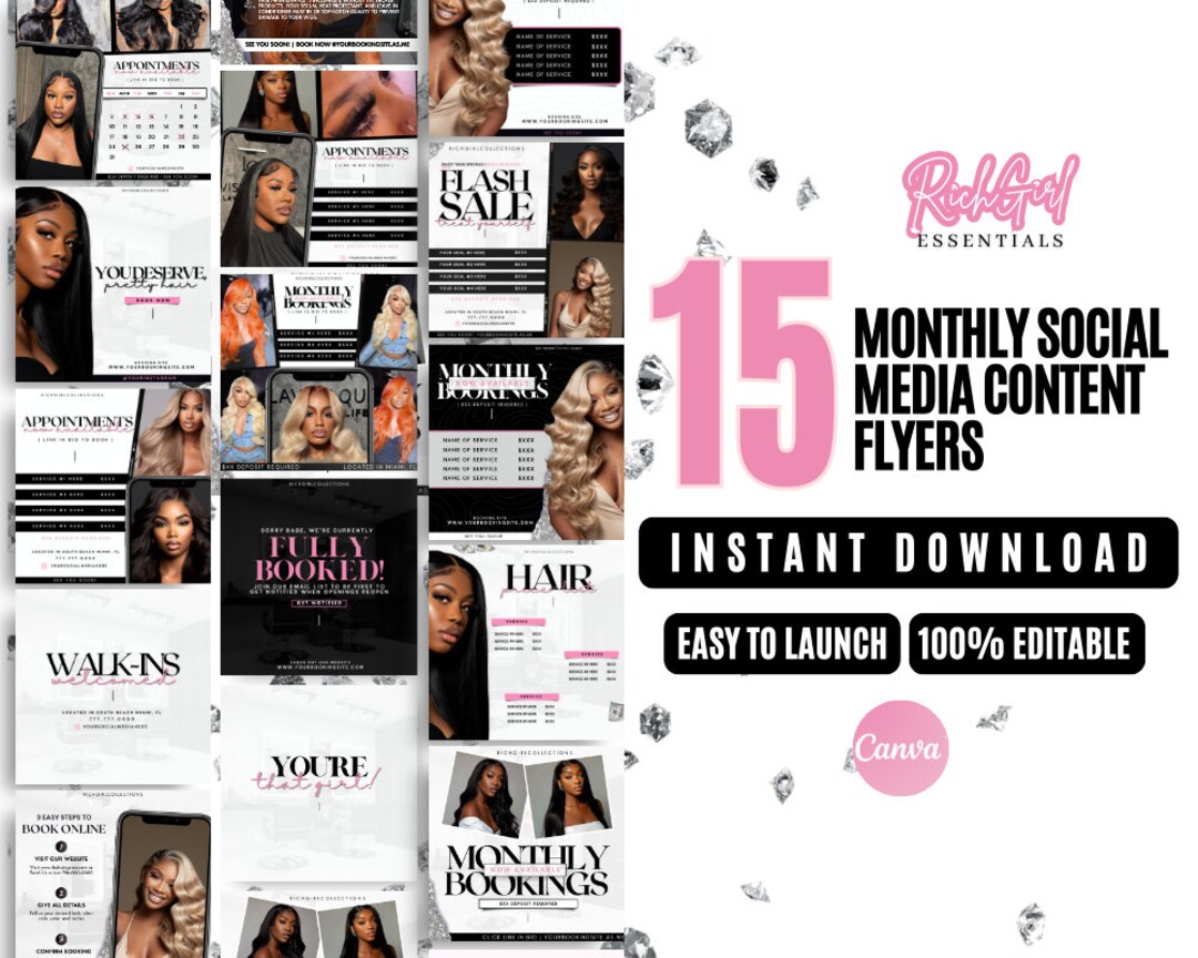 15 Social Media Bundle - Appointment Flyer, Book Now Flyer, Monthly ...