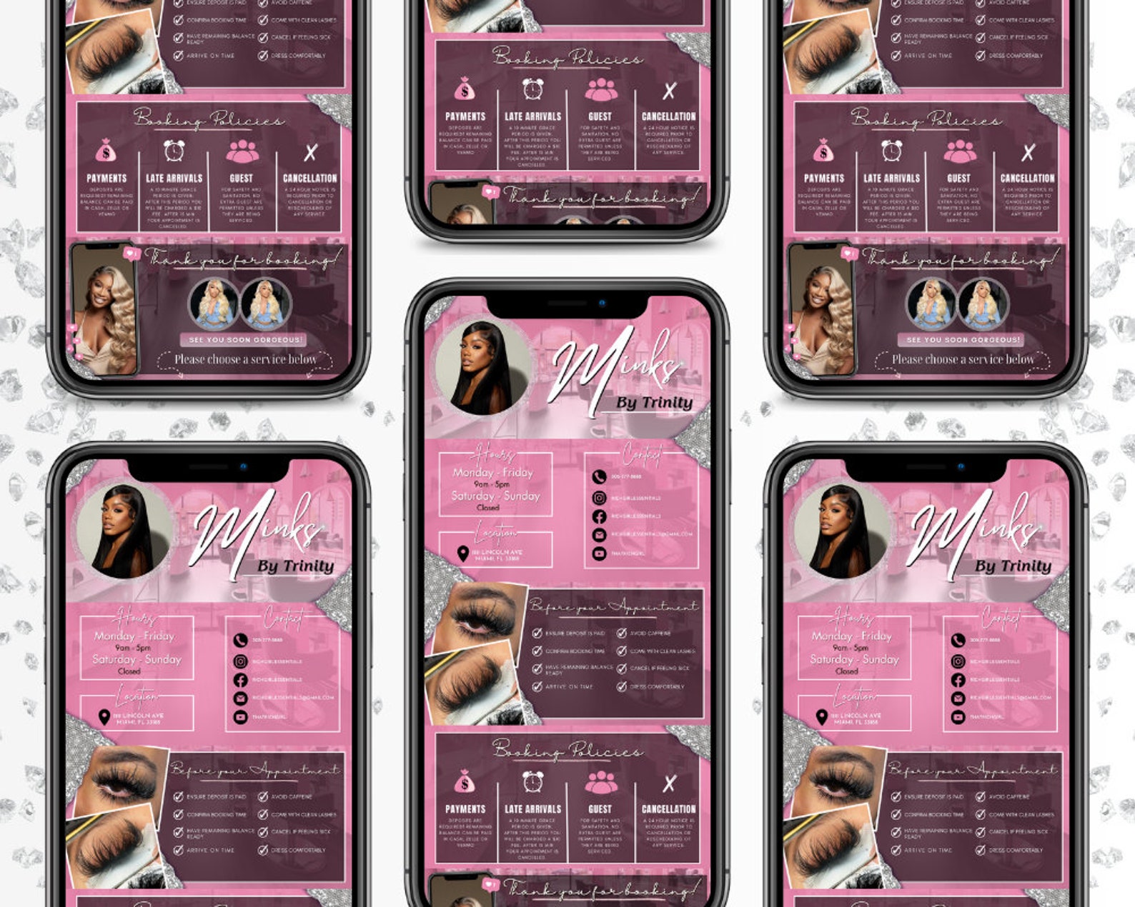 Glam Lash Technician Booking Website Template - Canva Template - Lash ...