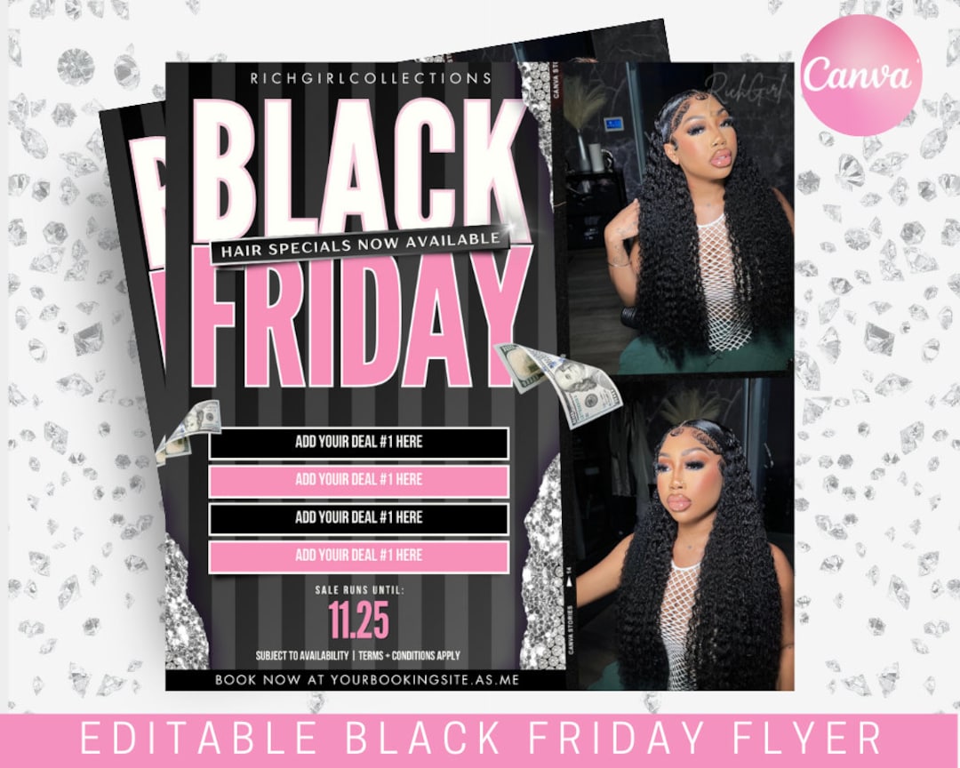 Black Friday Sale Flyers, Pink Friday Sale, Appointment Flyer, Black ...
