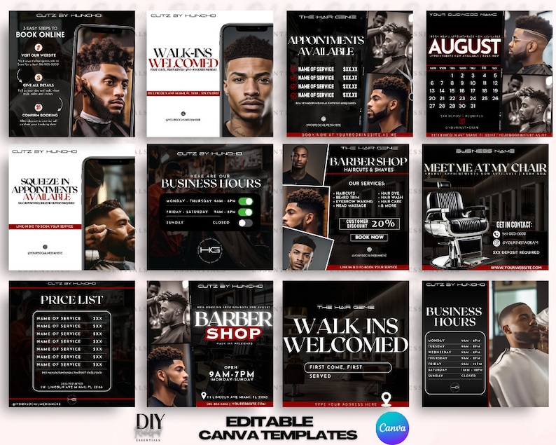 Barbershop Flyer, Hair Salon Template (canva Editable) - Etsy