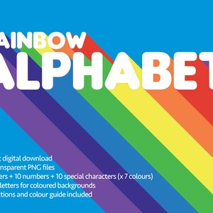 Rainbow Alphabet, Rainbow Letters, Alphabet Clipart, White Letters ...