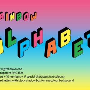 Rainbow Alphabet, Rainbow Letters, Alphabet Clipart, White Letters ...