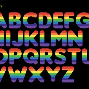 Rainbow Alphabet, Rainbow Letters, Alphabet Clipart, White Letters ...