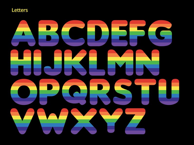 Rainbow Alphabet, Rainbow Letters, Alphabet Clipart, White Letters ...