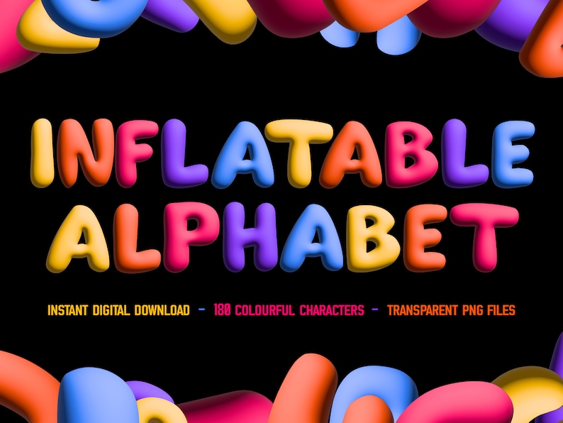 Inflatable Alphabet Font, Balloon Letters Clipart, Fun Inflatable ...