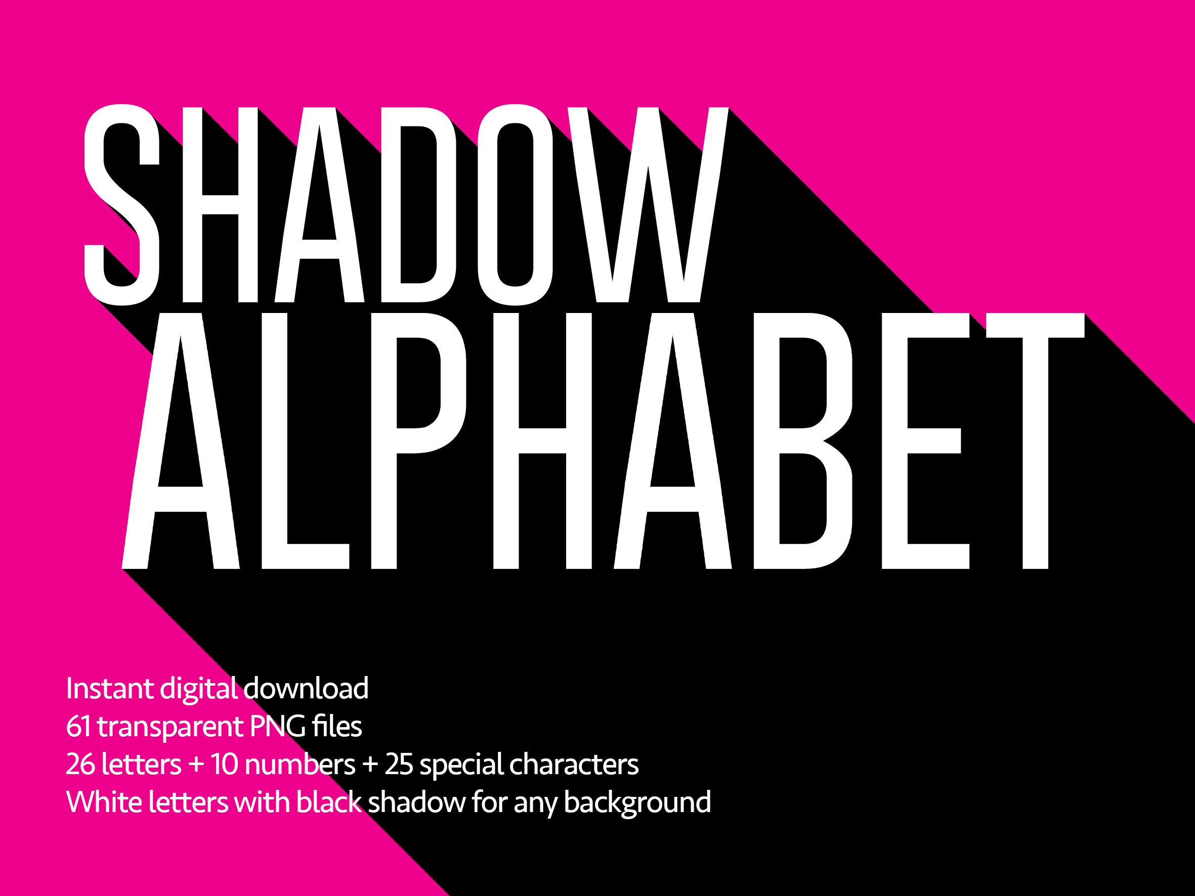 Shadow Alphabet, Black & White Letters, Alphabet Clipart, White Letters ...