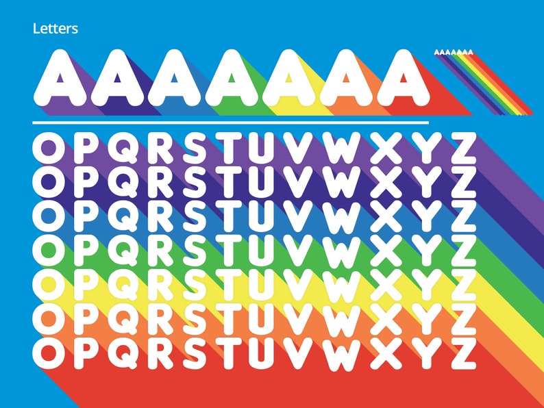 Rainbow Alphabet, Rainbow Letters, Alphabet Clipart, White Letters ...