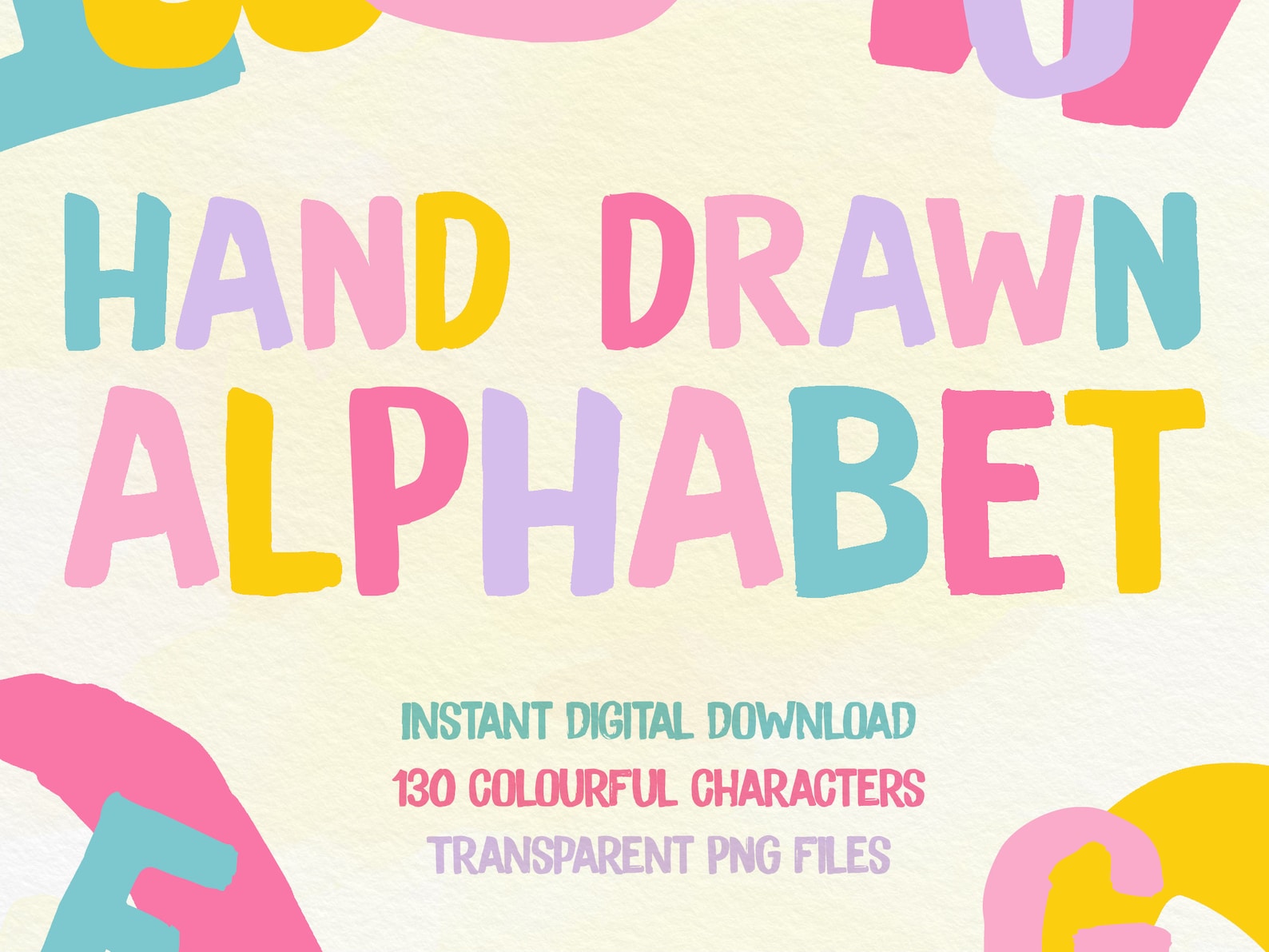 Hand Drawn Letters Clipart, Paint Brush Alphabet Font, Decorative ...