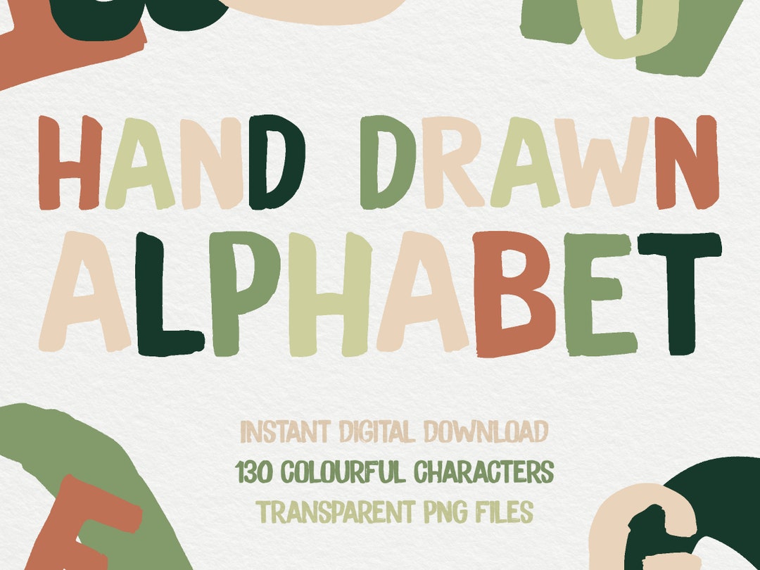 Hand Drawn Letters Clipart, Paint Brush Alphabet Font, Decorative ...