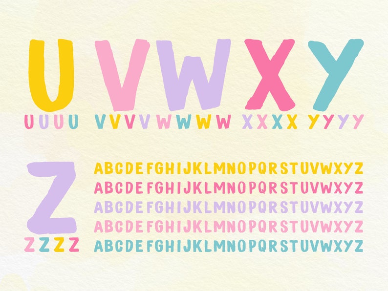 Hand Drawn Letters Clipart, Paint Brush Alphabet Font, Decorative ...