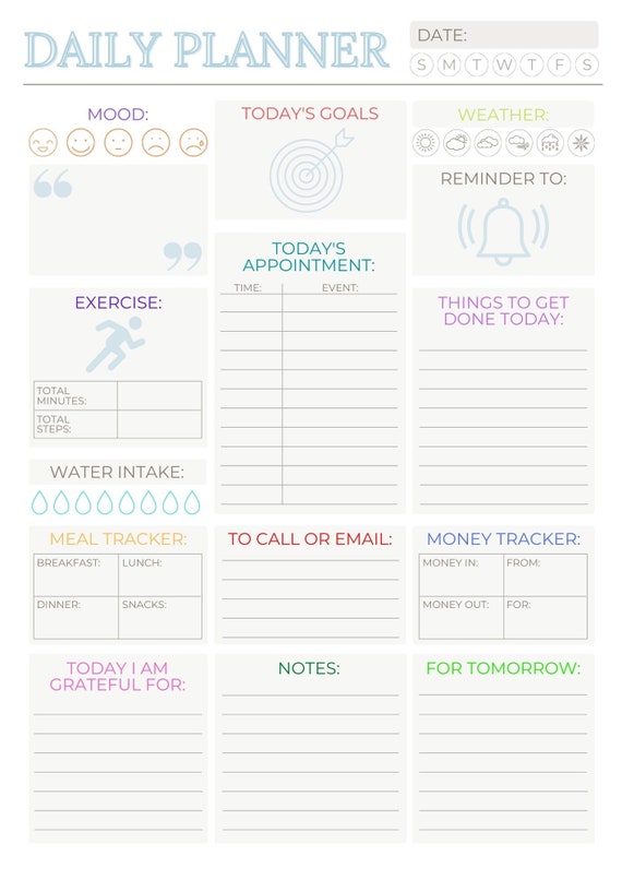 Daily to Do List Printable Daily Planner Daily Schedule - Etsy