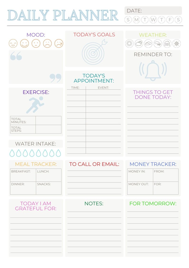 Daily to Do List Printable, Daily Planner, Daily Schedule, Instant ...