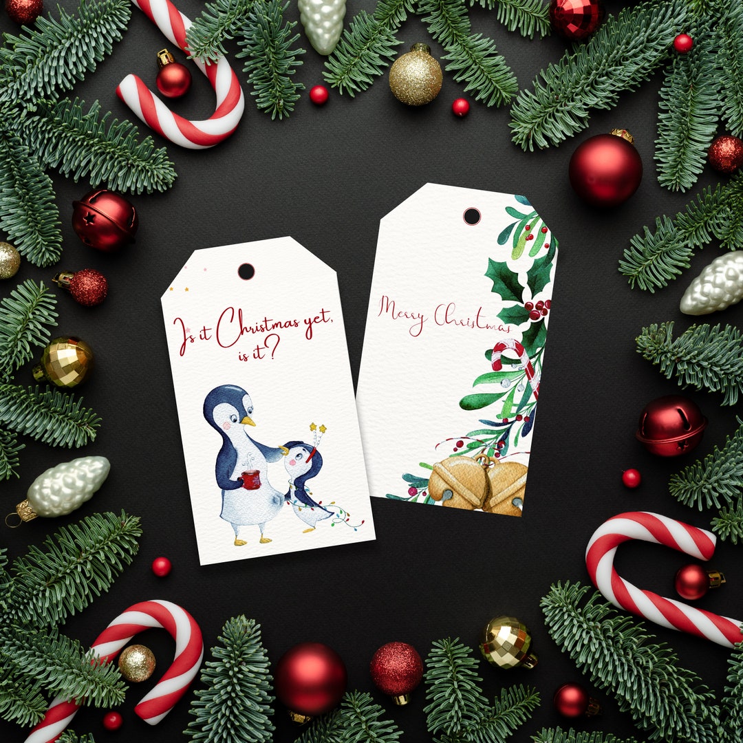 Printable Watercolor Holiday Hang Tags With Christmas Items, Set of 2 ...