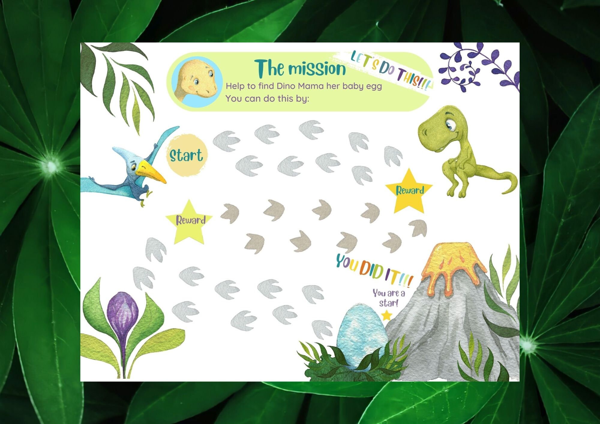 Printable Dinosaur Motivational Reward Chart Preschool Kid Daily Chore ...