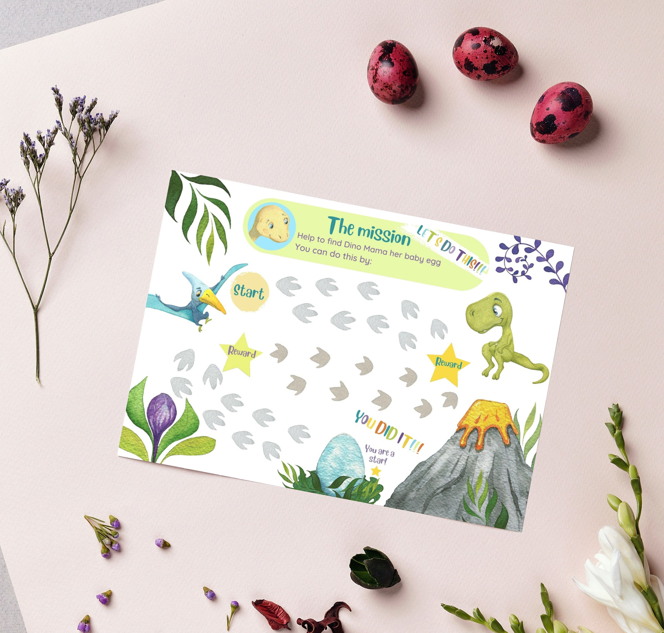 Printable Dinosaur Motivational Reward Chart for Kids, Daily Chore ...