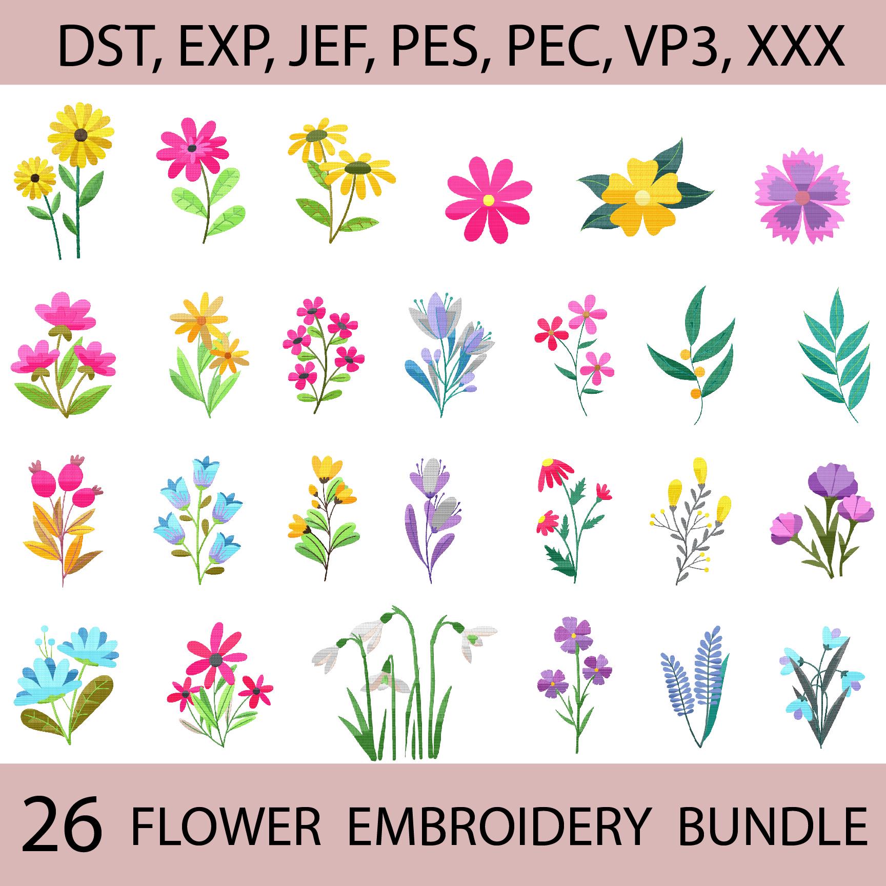 26 Flowers Machine Embroidery Designs,mini Flower Designs, Birth Month ...