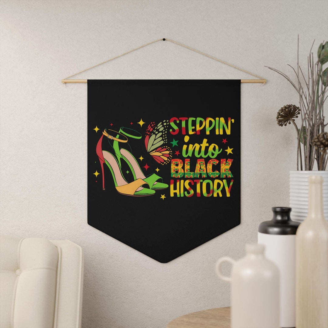 Black History Month Decor, Pennant Flag Steppin Into Black History ...