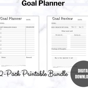 Goals Tracker and Review Planner, Goals Setting & Review, Printable PDF ...
