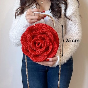Handmade Flower Purse, Rose Bag | Bagstreetgirls Crochet Rose Shaped ...