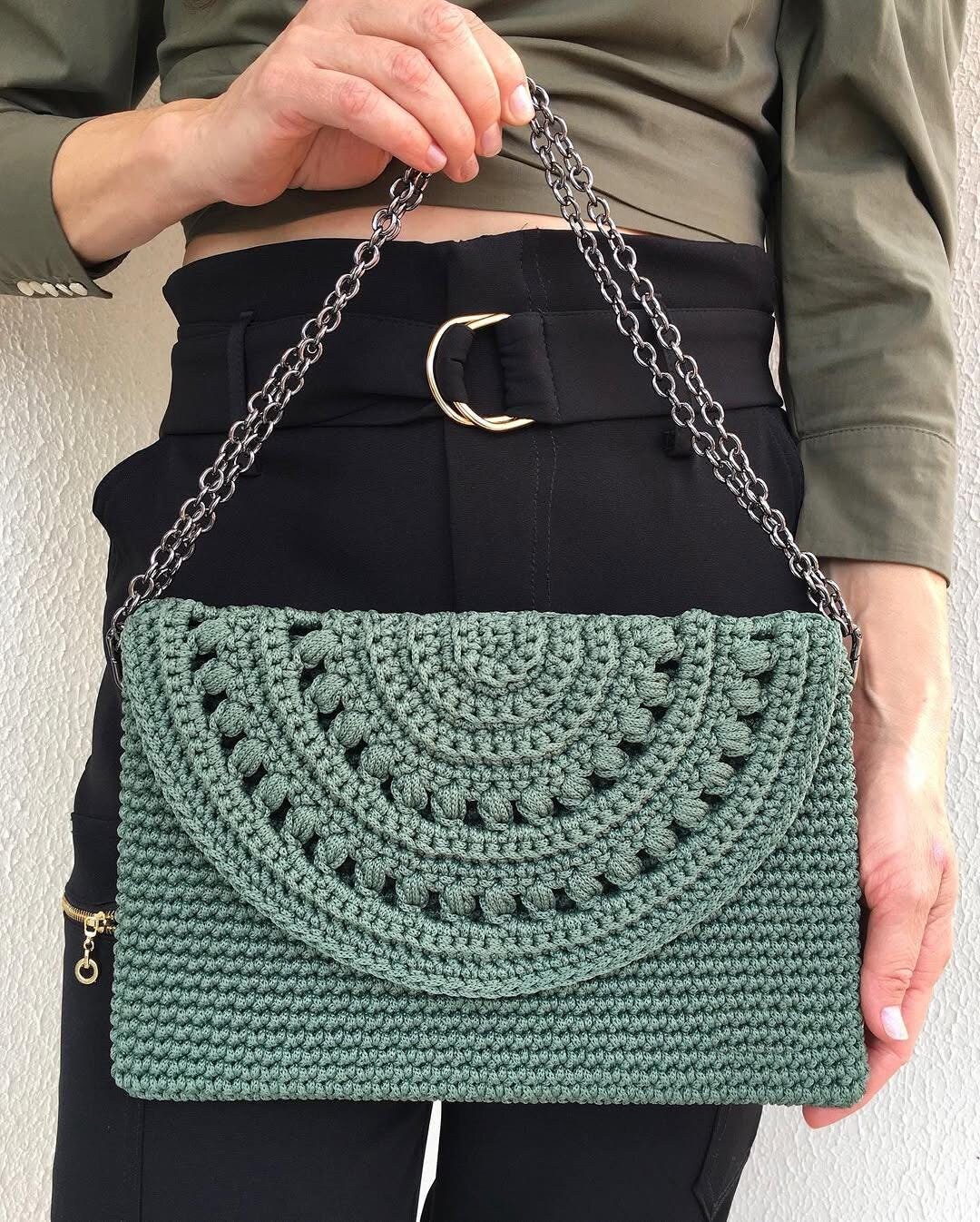 Bright Color Crochet Shoulder Bag: Boho Chic Yarn Purse - Etsy