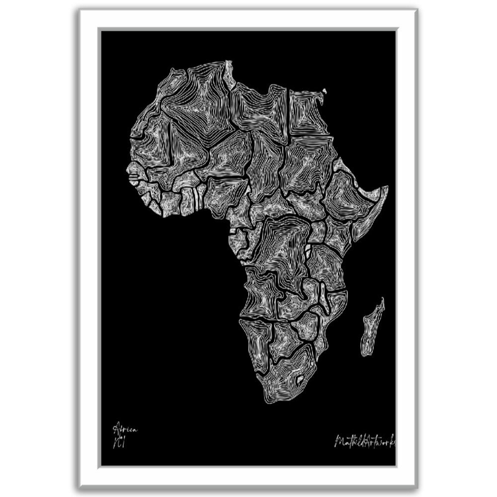 Africa Map With Metal Frame silver Color - Etsy