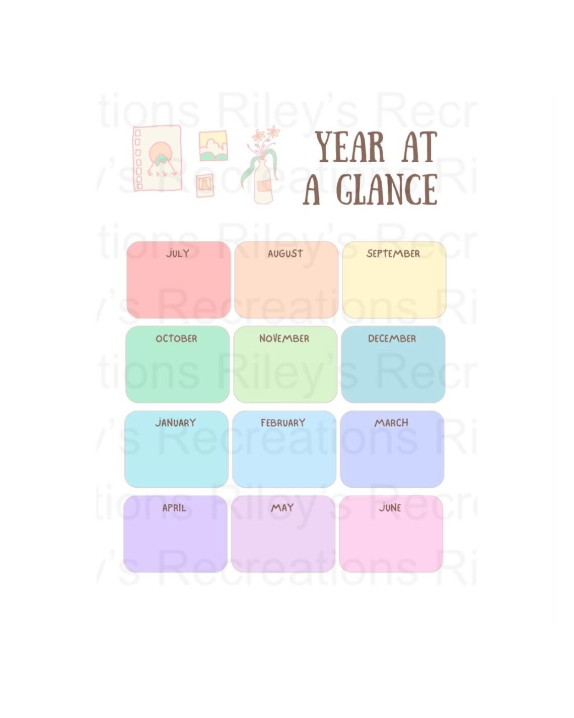 Year at a Glance Planner Page | Printable Annual Calendar | Minimalist ...
