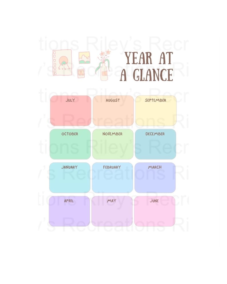 Year at a Glance Planner Page | Printable Annual Calendar | Minimalist ...