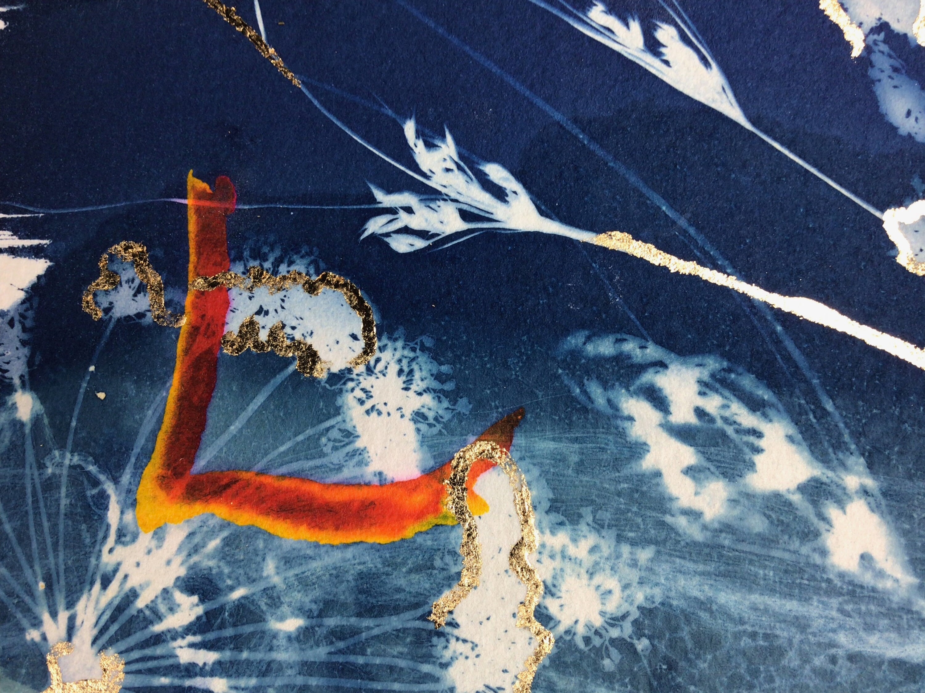 Mixed media cyanotype print - A5 — Pitch Black Paradise