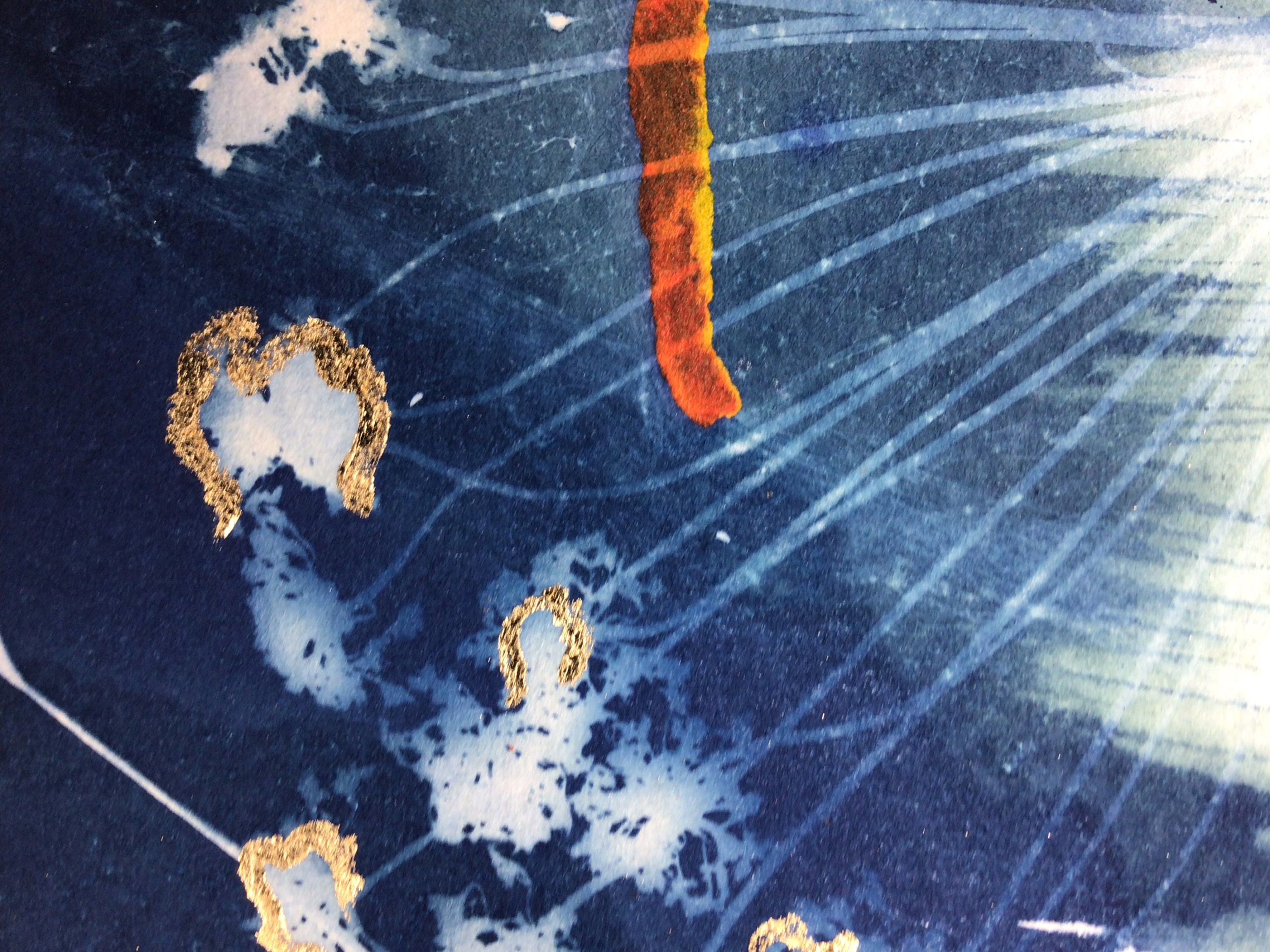 Mixed media cyanotype print - A5 — Pitch Black Paradise