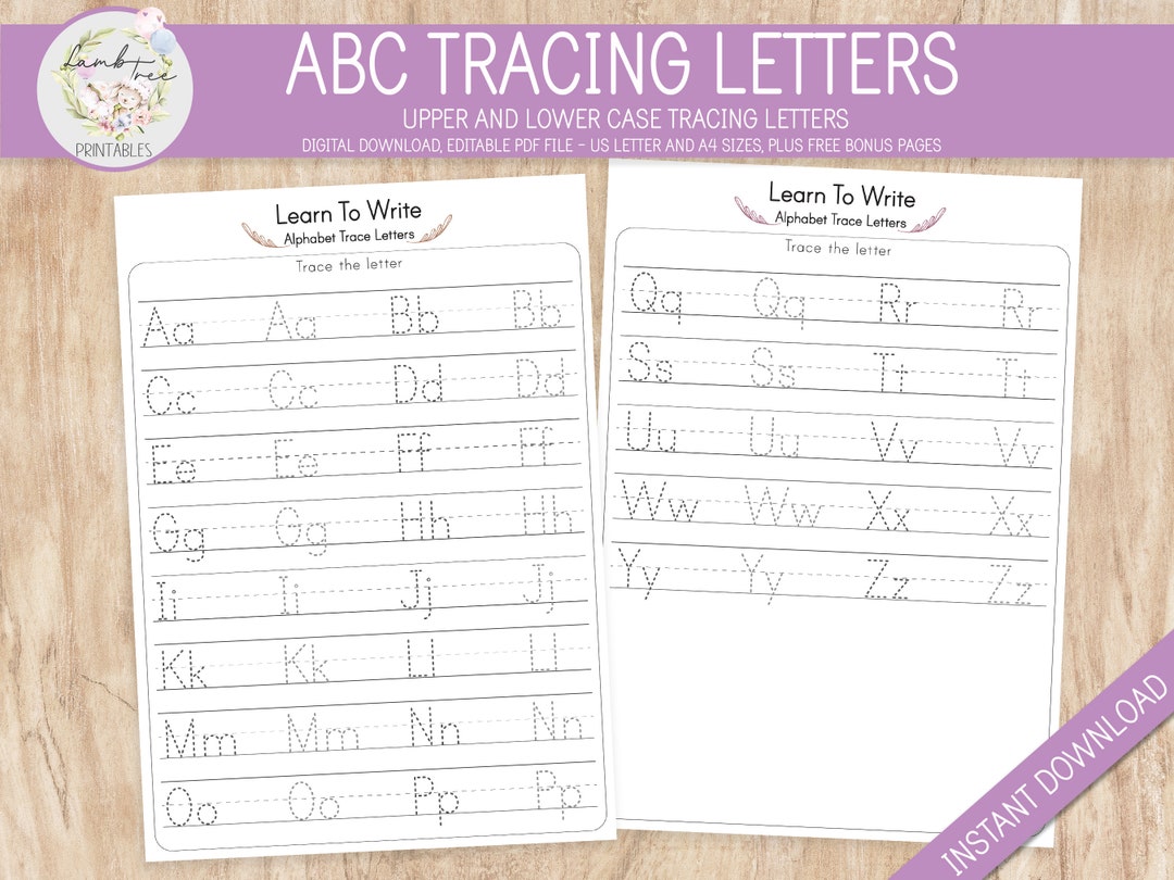 Learn to Write ABC, Alphabet Letter Tracing Worksheets, Homeschooling ...