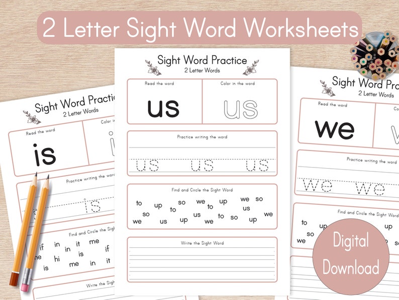Sight Words Worksheets, Printable Sight Word Activities, 2 Letter Sight ...