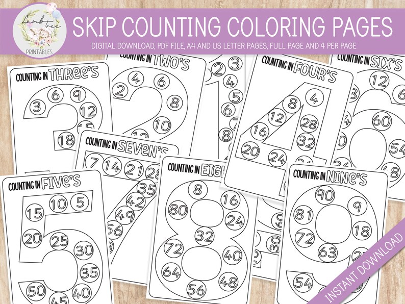 Skip Counting Cards Printable Multiplication Resources Skip - Etsy
